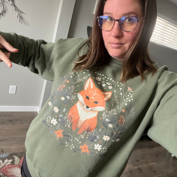 Cozy Cute Fox Cottagecore Sweatshirt, Vintage Forest Witch Aesthetic ...