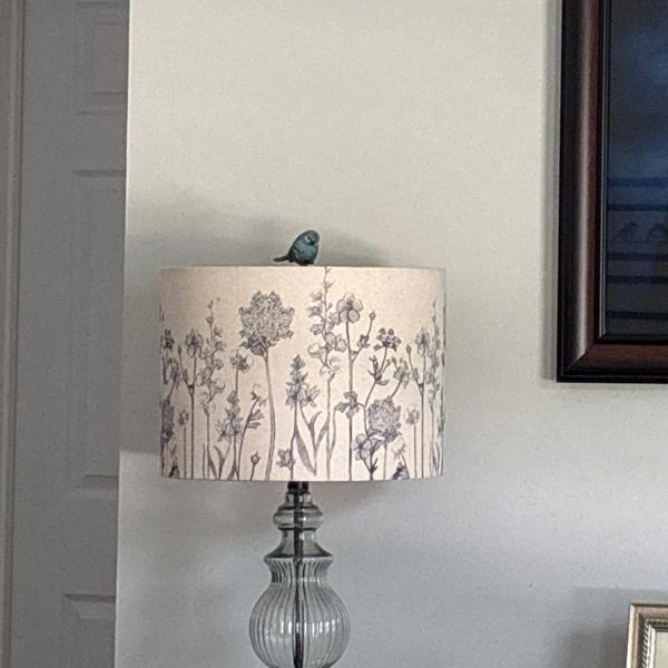Hand-painted Chickadee Lamp Shade Finial: Blue Teal Bird Decor - Etsy