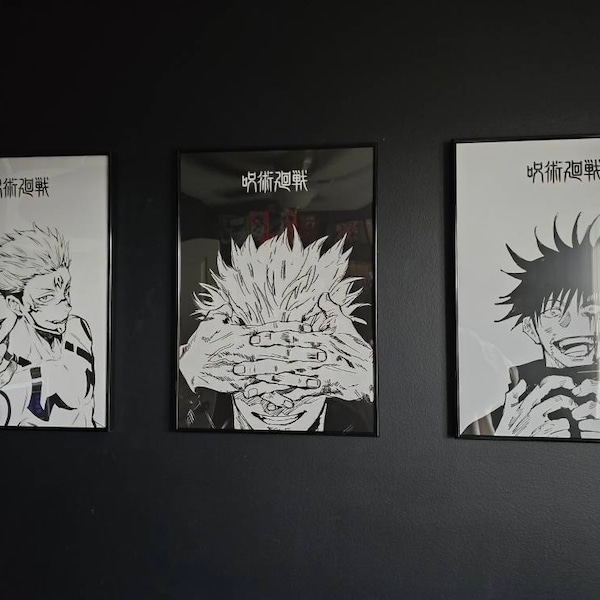 Jujutsu Kaisen Poster 3 Set Framed Wall Art / Canvas / Art Print, Manga ...