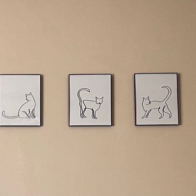 Cat Print, Cat Printable, Black Cat Line Art Print, Black White Print ...