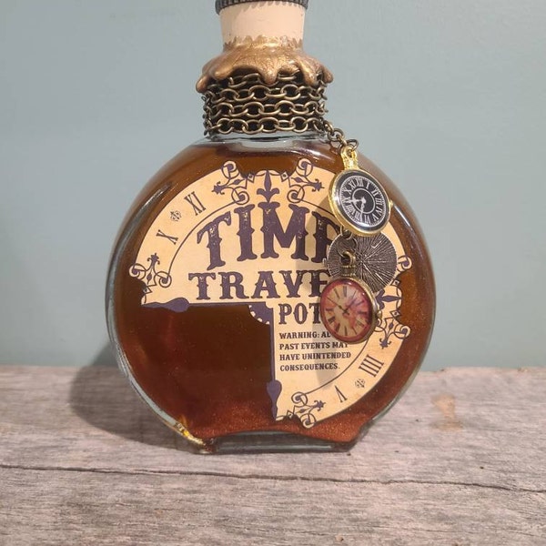 Time Travel Potion Bottle: Steampunk Apothecary Decor With Clock Charms ...