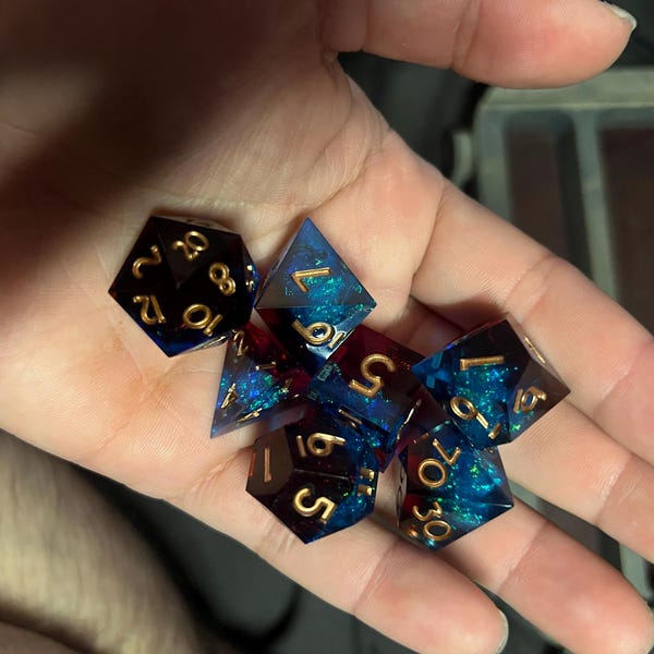 Blue Lightning DND D20 Dice, Resin Sharp Edge Dice Set, D&D Dice Set ...