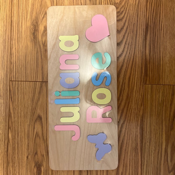 Wood Name Puzzle for Two Names, Kids Birthday Gift, Personalized ...