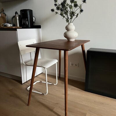 Walnut Wood Rectangle Computer Desk Table, Narrow Spacesaver Modern ...