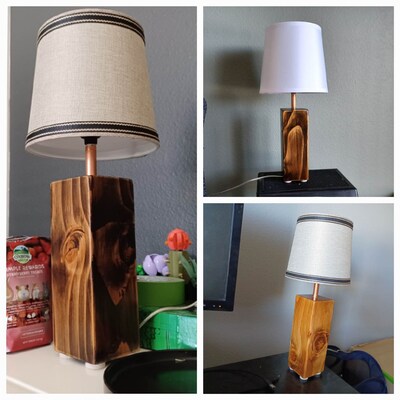 Rustic Wooden Table Lamp Reclaimed Wood Beam Table Lamp Handcrafted ...