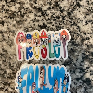 Blue Dog Sticker Personalized Sticker Name Stickers Bluey - Etsy