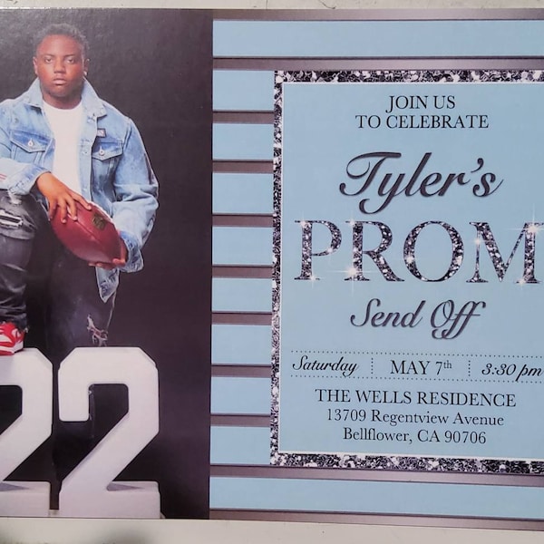 Prom Send off Invitation, Black Prom Send off Invitation, Black Silver ...