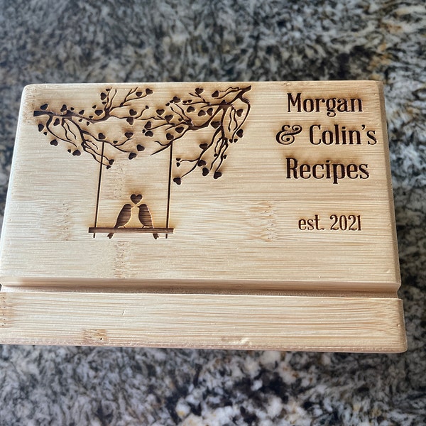 Personalized Recipe Box, Family Wood Recipe Box, Custom Wooden Recipe ...