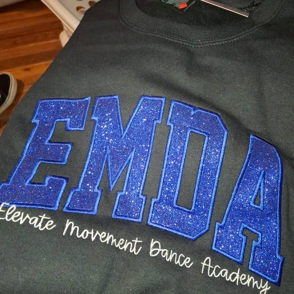Custom School Spirit Glitter Applique Sweatshirt or Tee: Embroidered ...