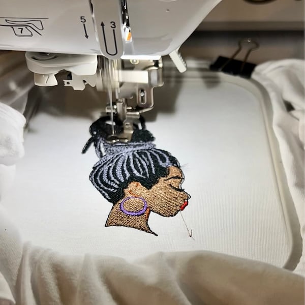 Afro Women Embroidery Design, Black Woman Melanin Embroidery Design ...