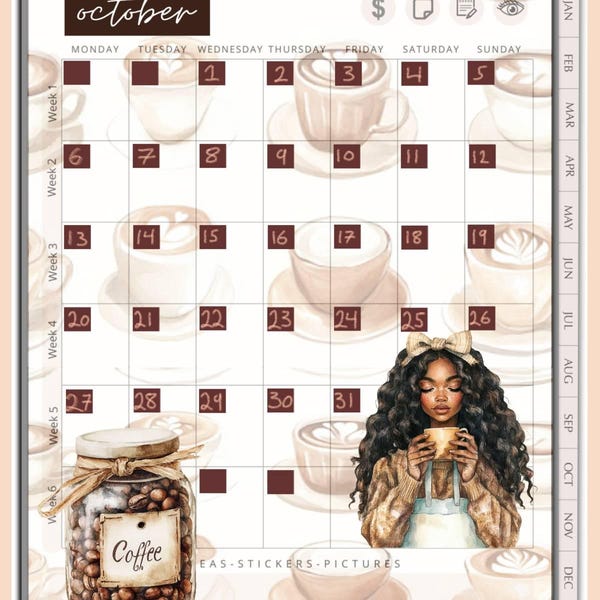 Coffee Clipart, Coffee Lover, Digital Planner, Digital Stickers, Hot ...