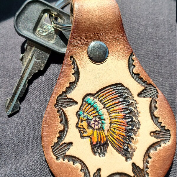 Western Cowboy Leather Key Fob / Keychain - Etsy
