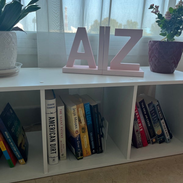 White Letter Bookends, Initial Bookends, Wooden Custom Bookends ...