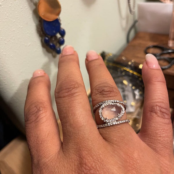 Three Stone Ring, Cancer Awareness, Breast Cancer Gift, Cancer Survivor ...