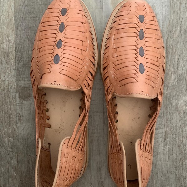Lace up Mexican Huarache. Leather Solid Color Shoes. Men’s Mexican ...