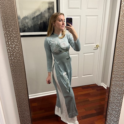 Pink Vietnamese Traditional Ao Dai Long Dress With 3D Flower , Including Pants - Etsy