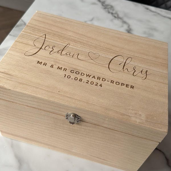 Personalised Wedding Engraved Heart Couple Keepsake Box, Wedding Memory ...