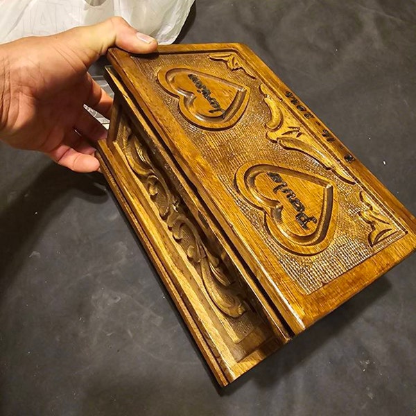 Large Secret Lock Box, Wooden Jewelery Box, Wood Treasure Chest ...