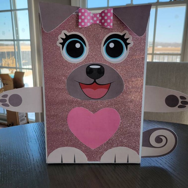 Pug Valentine Box Printable Decor Kit 3D Ears, Eye Options, 3D Bow ...