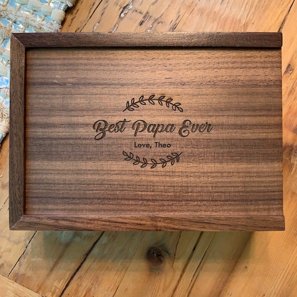 4x6" Wood Memory Box- Custom Engraved Walnut Keepsake Travel Box, Photo ...