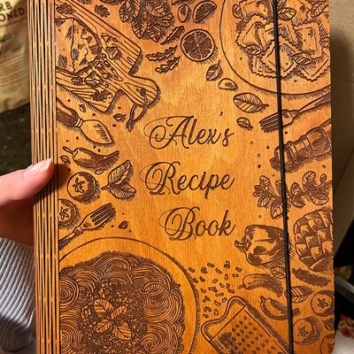 Personalized Wooden Recipe Book Binder Custom Journal Cookbook - Etsy