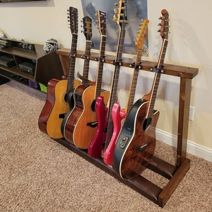 Leather & Wood Upright Custom Guitar Rack Guitar Stand - Etsy