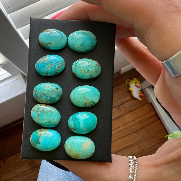 10 Pieces Blue Mohave Turquoise Oval Shape Loose Smooth Polished ...