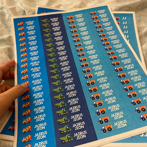 Boy Name Labels, School Supply Stickers, Daycare Labels Pack, Truck ...