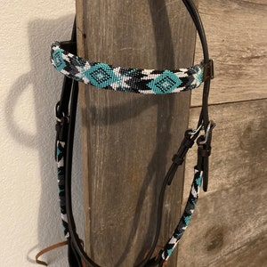 Rawhide With Turquoise Studs Sliding One Ear Horse Bridles - Etsy