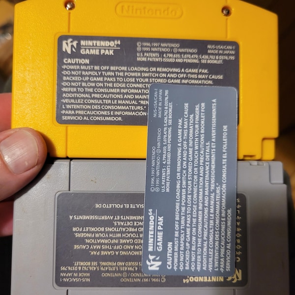 Nintendo 64 Back Label Sticker - N64 Cartridge Back Label Replacement ...