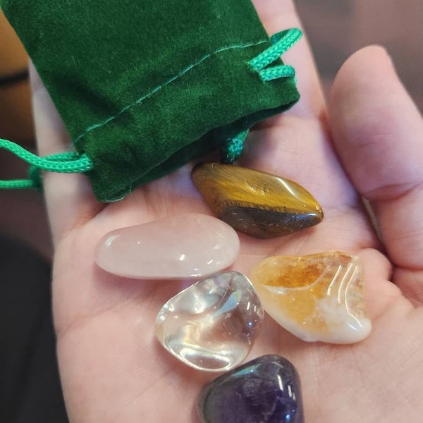 Witch Crystals Set, Witch Crystals Kit, Citrine, Rose Quartz, Tiger Eye ...