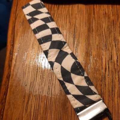 Coral & Pink Checkered Key Fob Wristlet, Groovy Retro Keychain ...