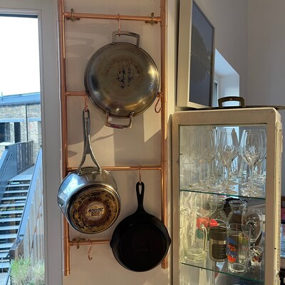Wall Mounted Copper Pot and Pan Ladder Rack - Etsy