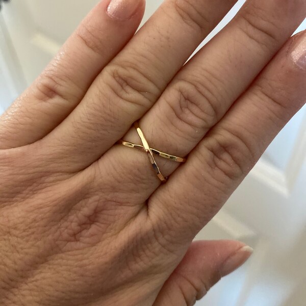 Criss Cross Ring, Cross Ring, Gold Fill X Ring, X Cross Ring, Gift for ...