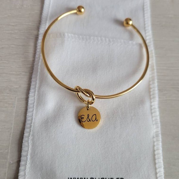 Bracelet jonc avec médailles à graver en acier inoxydable • Bracelet ...