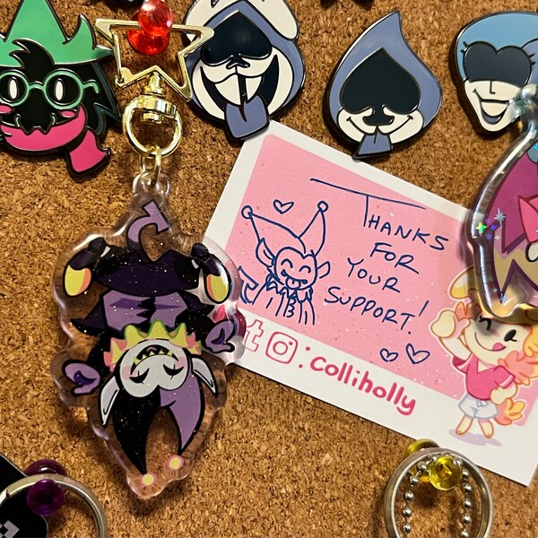 Jevil Deltarune Glitter Keychain - Acrylic Epoxy Charm 2.5in. - Etsy