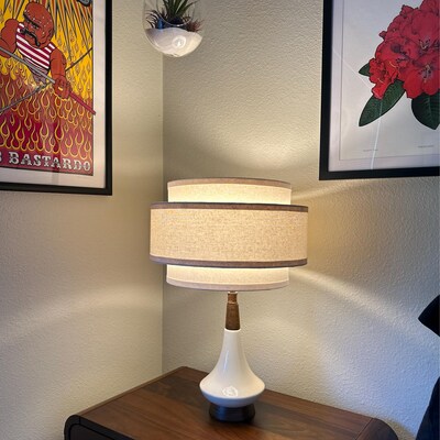 3-tier 18 Hardback Lamp Shade in Off-white Muslin Fabric With Edge ...