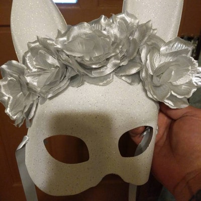 Gold Masquerade Mask Bunny Elegant Bunny Mask Silver Flowers, Bunny ...