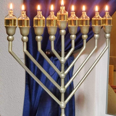 Blue Shards Shabbat Candle Sticks, Sabbath Upright Glass Candle Holders ...