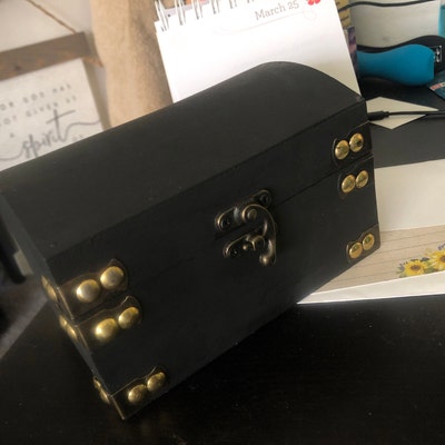 Black Treasure Box-black Box Wooden Box Memory Box Keepsake Box ...