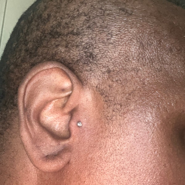 14K Solid Gold Drop Tragus Piercing / Minimalist Flat Back Helix ...