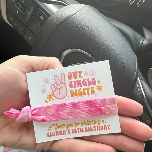 Peace Out Single Digits | Girls Birthday Hair Tie Favors | Personalized ...