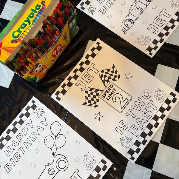 Personalized Two Fast Coloring Page Two Fast Birthday Party Favor Idea ...