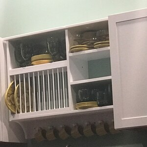 New 2 Tier Shaker Peg Crown Moulding Wood Cup Plate Dish Rack Kitchen ...