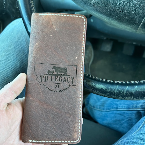 Kodiak Leather Tally Book Cover With Pen Pocket - Personalized Oilfield ...