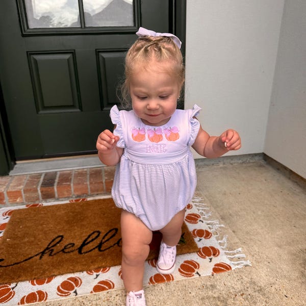 Cute Fall Pumpkin Outfit for Baby and Toddler Girl Monogram Romper ...