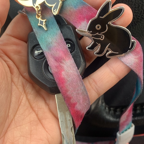 Moon Rabbit Hard Enamel Pin - Gold, Black - Bunny Rabbit Lapel Pin ...