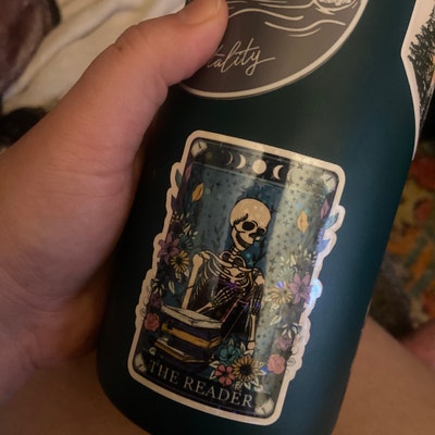 The Reader Tarot Card Sticker Spooky Books Skeleton Sticker for Reader ...