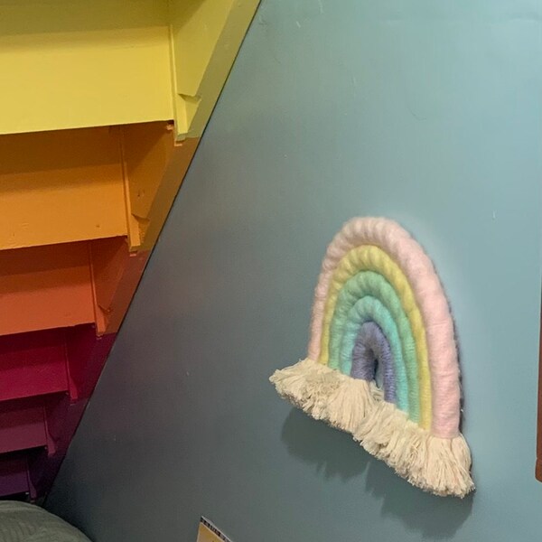 PASTEL RAINBOW Macrame Rainbow, Fibre Art, Rope Rainbow, Wall Hanging ...