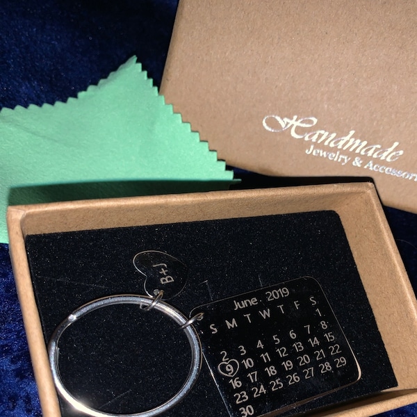 Personalized Calendar Keychain - Hand Stamped Calendar - Special Day ...
